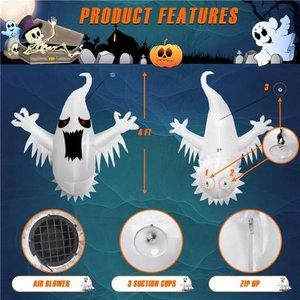 Accents | 4ft Halloween Inflatables Flying Ghost Broke Out From Window ...